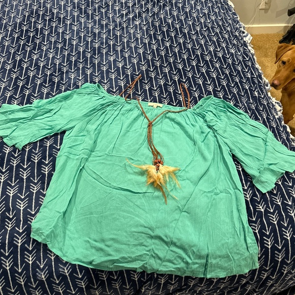 easel | Tops | Turquoise Off The Shoulder Strappy Blouse | Poshmark
